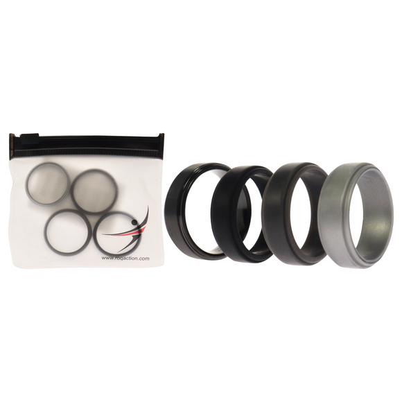 ROQ | Accessories | Silicone Wedding Twin Step Ring Set Black By Roq ...